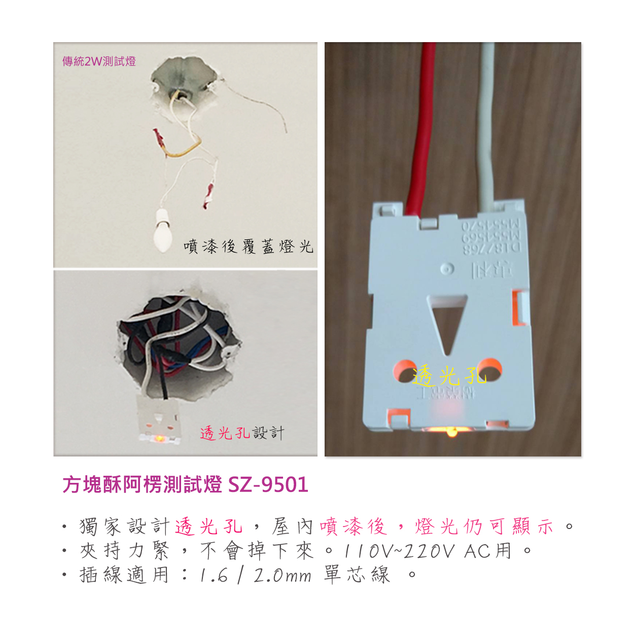 ↗含稅價↗ SUZONE樹榮電工 方塊酥 阿楞 測試燈 交屋燈具 SZ-9501 驗電插頭 SZ-9500 插座檢測器 | 蝦皮購物