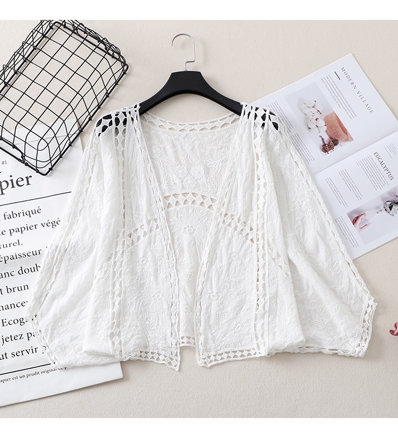 【PAPI】寬袖鈎花棉麻開衫外套 春夏新款韓系INS休閒百搭長袖鏤空防曬罩衫外套薄外套 女裝批發價 【33402】 | 蝦皮購物
