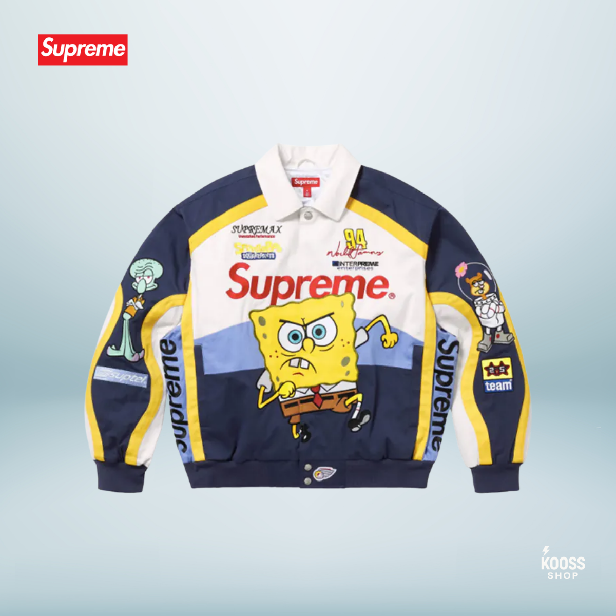 [kooss shop]Supreme X Spongebob Jeff Hamilton 海綿寶寶賽車外套S 勿下單 | 蝦皮購物