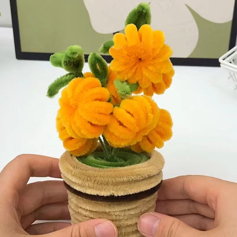 【吖吖潮玩】48H出貨 扭扭棒花束 小盆栽 手工diy 材料包 自製 嚮日葵 幼兒園 手工 DIY花束 DIY花束材料包 | 蝦皮購物