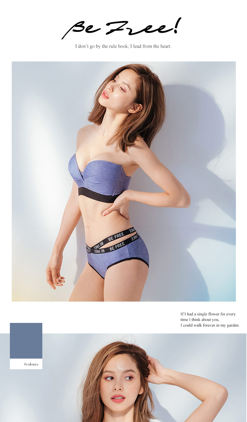 【Beaulace薄蕾絲】【限定色】 IN字丹寧日不落 側扣 無肩帶內衣 (經典藍) | 蝦皮購物