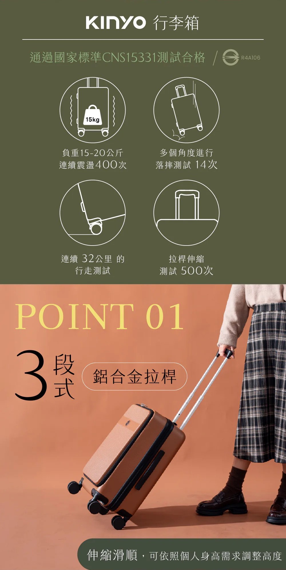 【KINYO】商務裝前開行李箱20吋 KLG-1990 旅行箱 20吋 海關鎖 靜音滾輪 乾濕分離收納層【蘑菇生活家電】 | 蝦皮購物