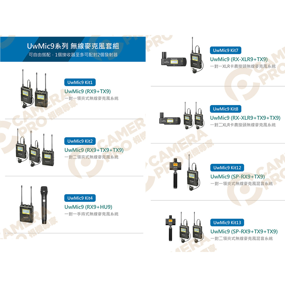 相機專家 Saramonic 楓笛 UwMic9S Kit2 UHF 一對二無線麥克風系统 附專用氣密箱 公司貨 | 蝦皮購物