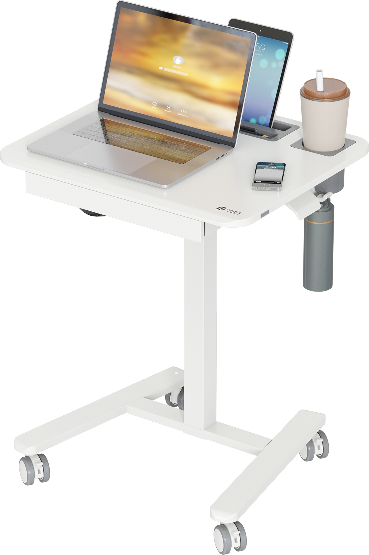 【瑞米 Raymii】 VN-35 移動氣壓式升降帶抽屜站立辦公電腦桌 雙模式隱藏腳輪 學習桌 升降桌 工作桌 氣壓桌 | 蝦皮購物