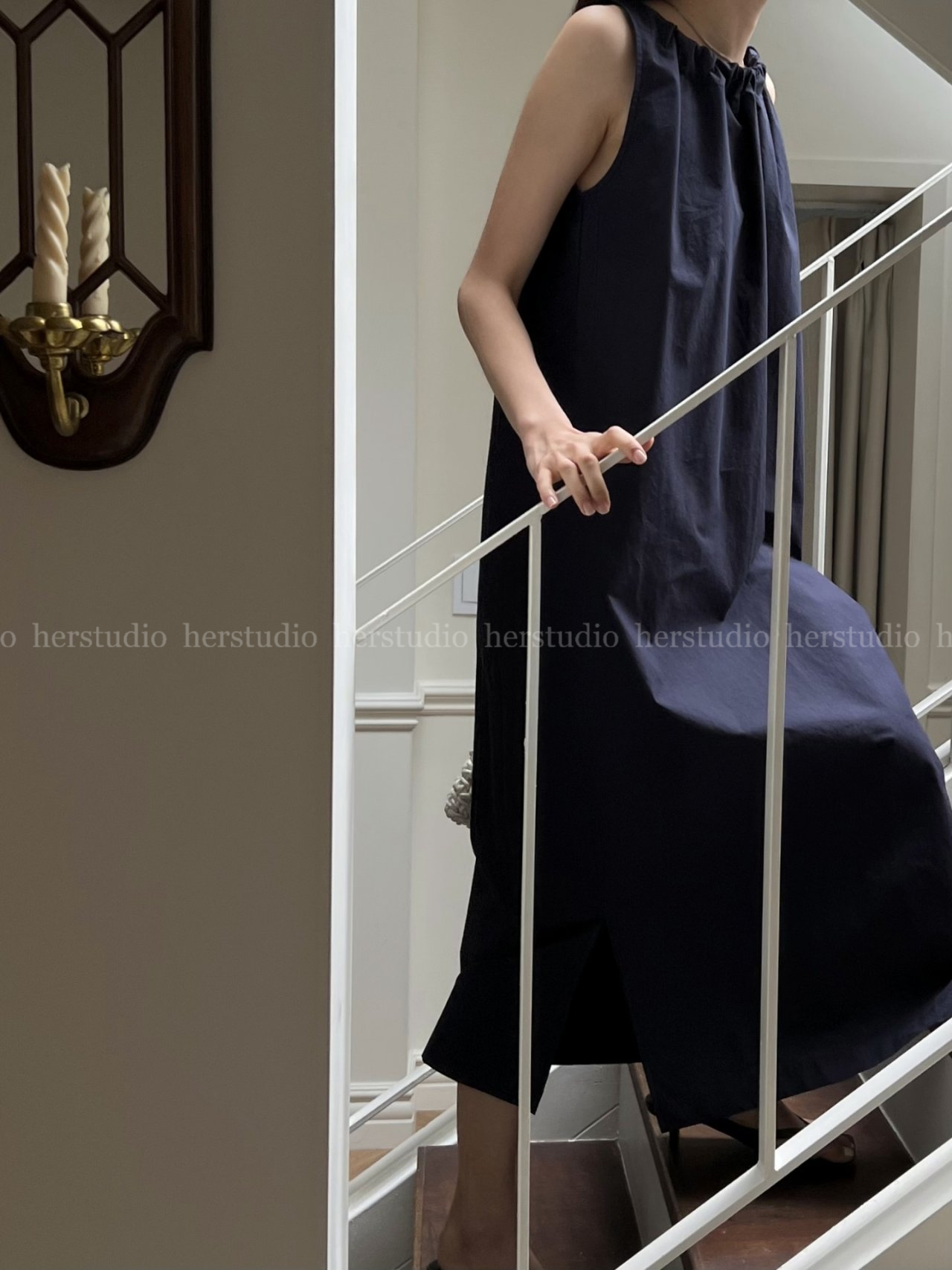 HERStudio韓國代購 抽褶綁帶削肩洋裝(2col) | 蝦皮購物