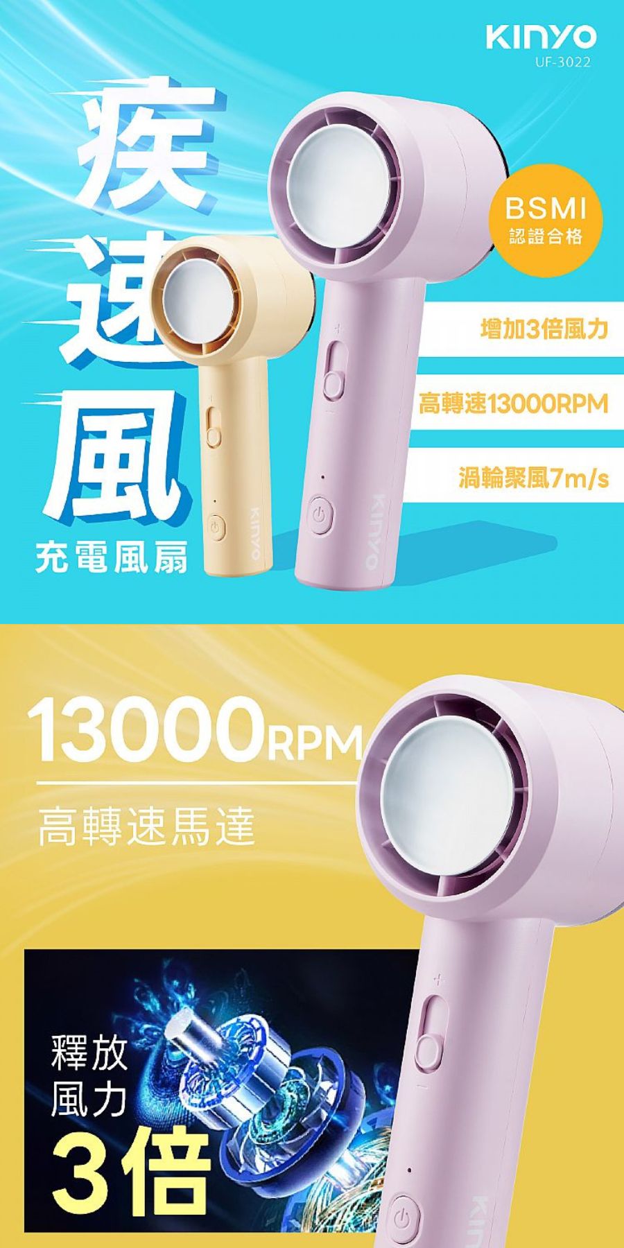 KINYO 疾速風充電風扇(UF-3022)／冰旋風充電風扇(UF-3020) 水冷扇 空運禁送 DS025680 X | 蝦皮購物