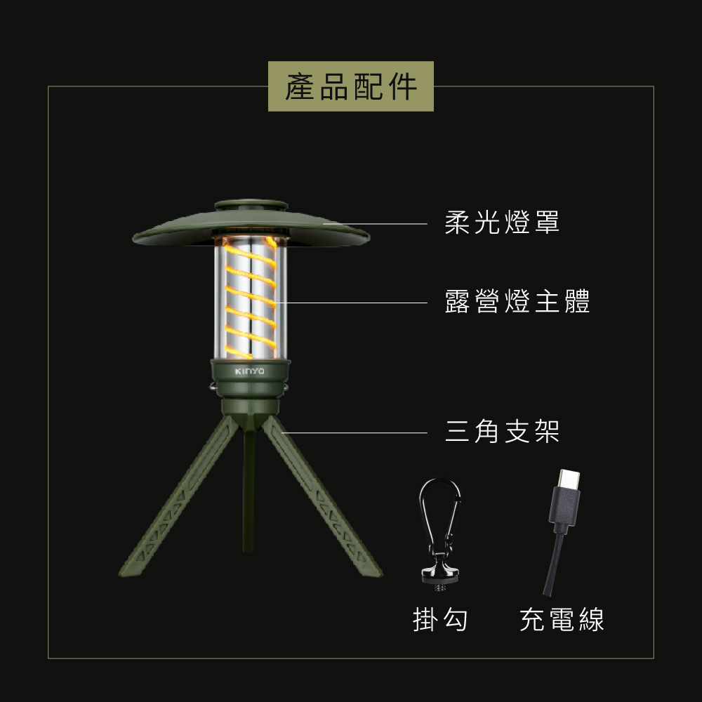 KINYO/耐嘉/小燈塔百變螺旋露營燈/CP-079/IPX6防水/超長續航/手電筒+氣氛燈/LED燈/type-c充電 | 蝦皮購物