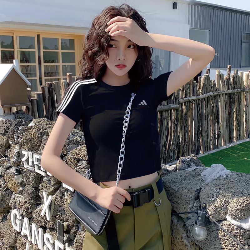 女子 短袖 T恤 高腰 上衣 短板 修身 運動 IR6112 JI9794 IR6111 | 蝦皮購物