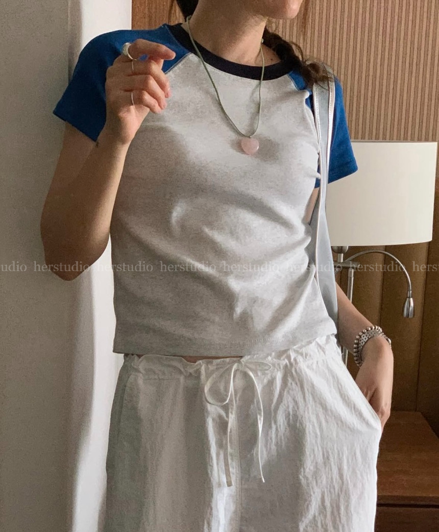 HERStudio韓國代購 拼色插肩短袖T(3col) | 蝦皮購物