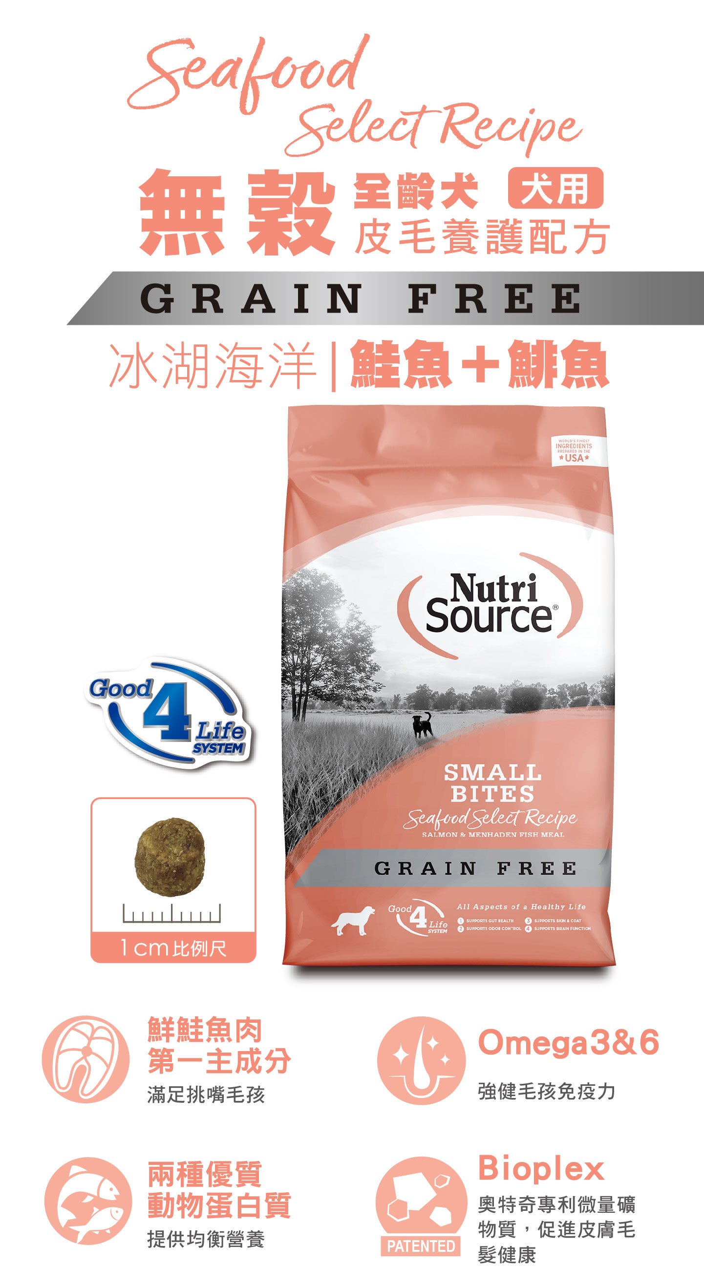 『QQ喵』Nutri Source新萃【NS全穀物全齡犬(鮭魚+鯡魚)小顆粒】皮毛飼料 全齡犬飼料 幼犬飼料 成犬飼料 | 蝦皮購物