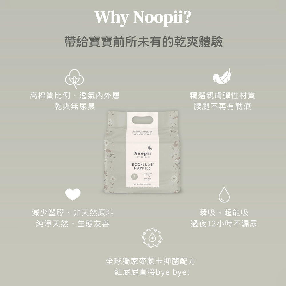 紐西蘭Noopii美好尿布 2片體驗包 黏貼型 褲型 紙尿布 過夜尿布首選 紙尿褲 拉拉褲 敏感肌適用 Noopii尿布 | 蝦皮購物