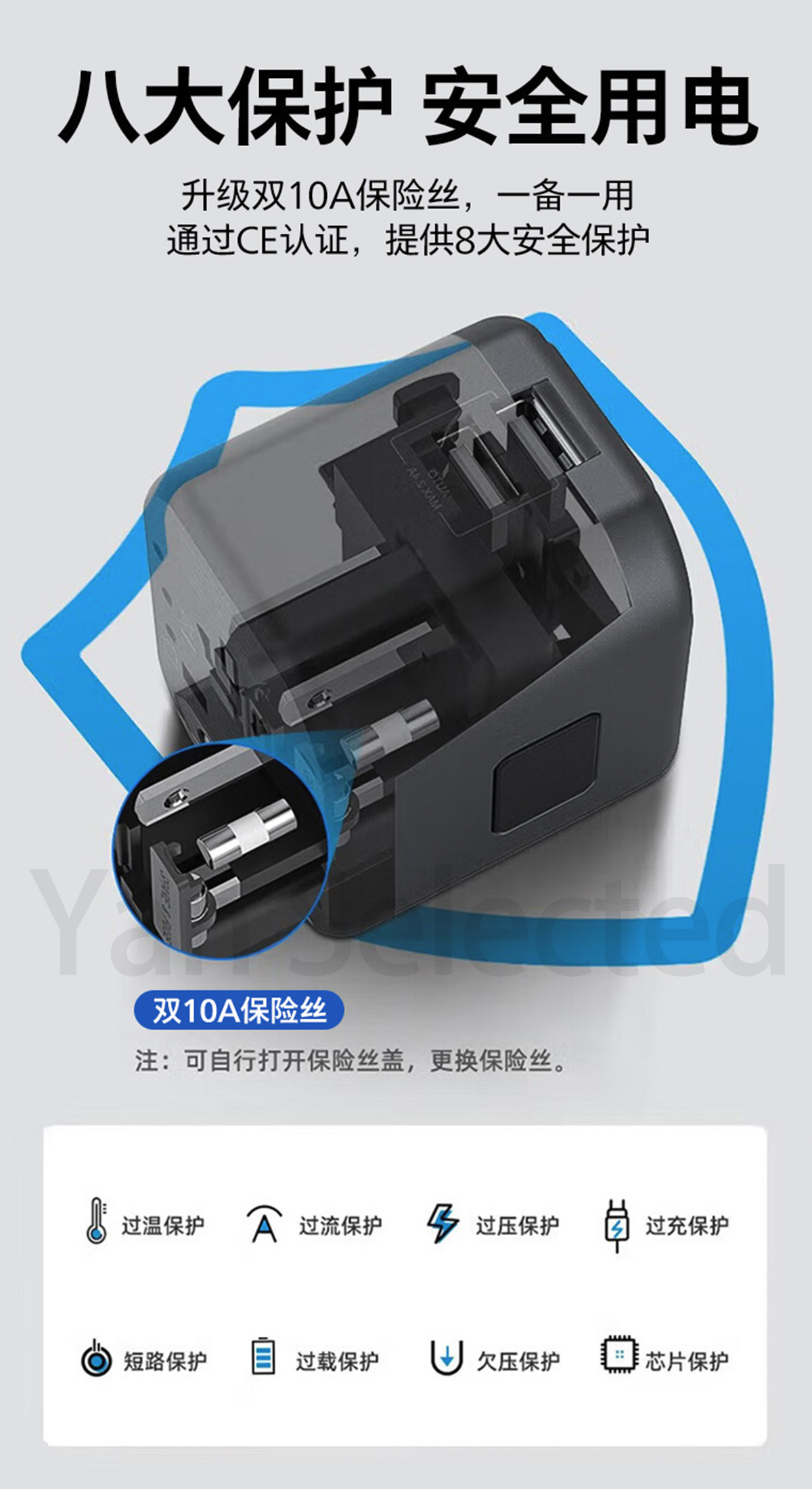 【KINYO】多合一萬國轉接頭(MPP-2345) 旅行插座 3USB 快充 豆腐頭 220V轉110VUSB充電 8A | 蝦皮購物