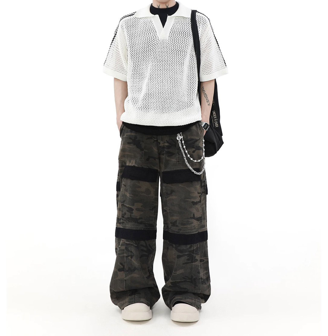 【K-2】INS穿搭 開襟V領 洞洞短t 簍空 透視感 v領 線條 美式復古 短袖 polo衫 洞洞t 網狀【J930】 | 蝦皮購物