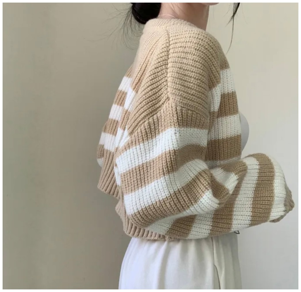 【PAPI】條紋拉鍊針織外套 春夏新款韓系INS休閒百搭性感辣妹寬鬆夏天外套 短版外套 薄外套 防曬外套【1120】 | 蝦皮購物