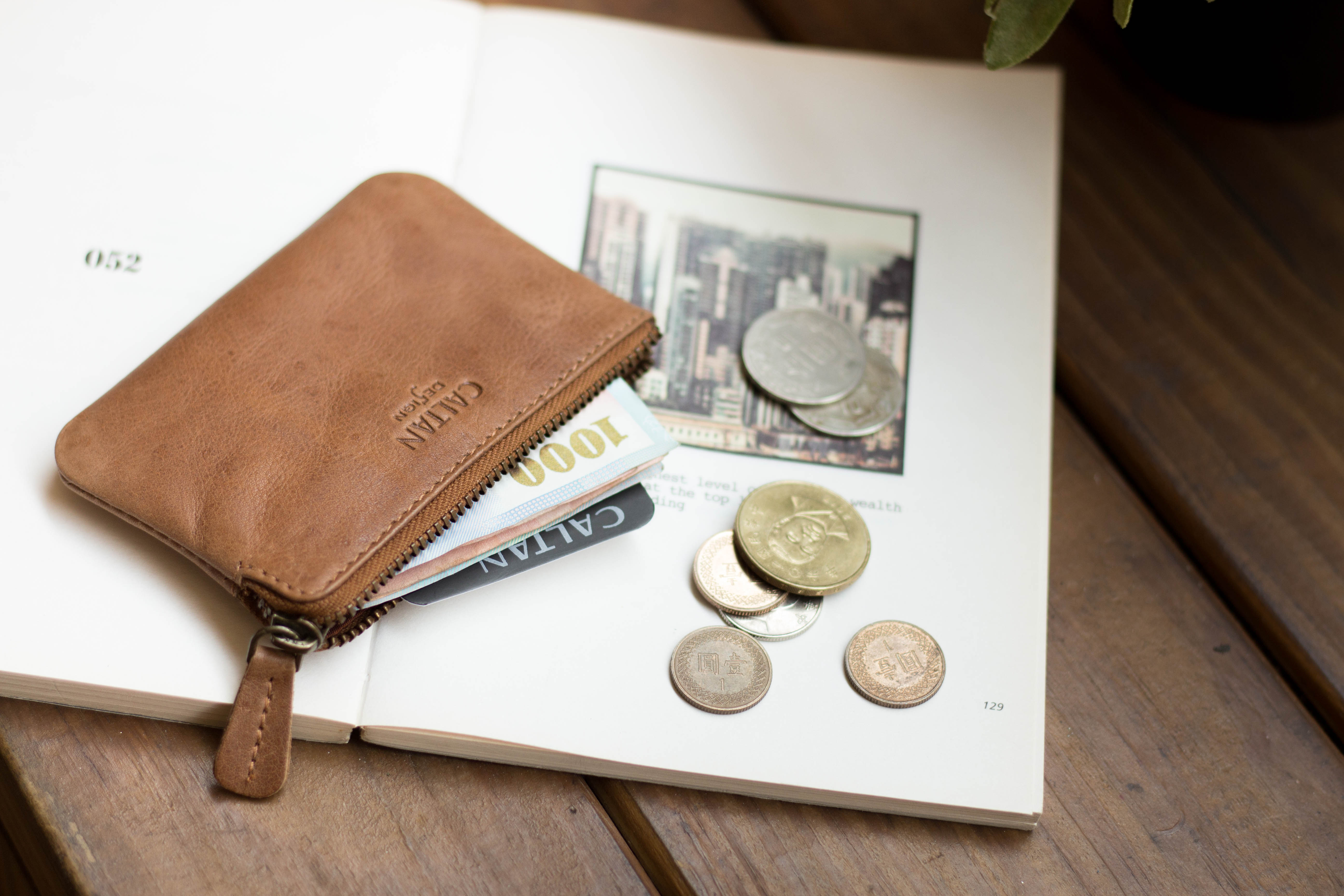 【CALTAN台灣現貨】牛皮/零錢包|真皮素雅雙拉鍊質感小錢包-072693_五色 | 蝦皮購物