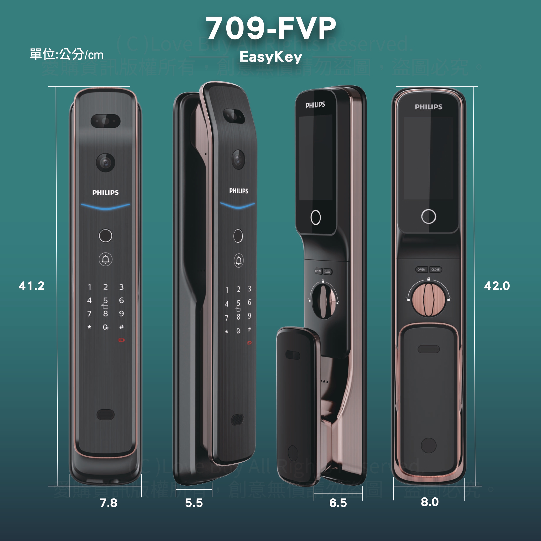 【詢問領折價卷】 飛利浦709-FVP 臉部辨識/指紋/密碼/鑰匙/遠端密碼 人臉推拉式智能電子門鎖(附基本安裝) | 蝦皮購物