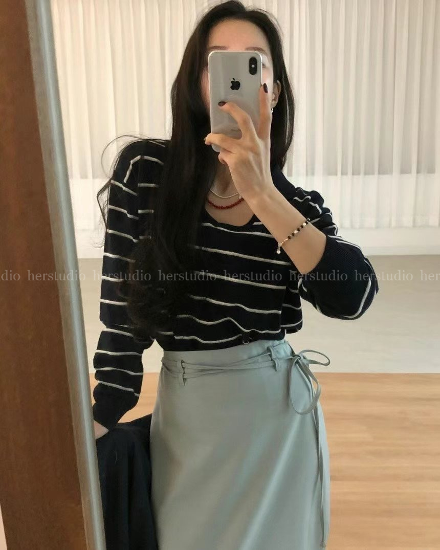 HERStudio韓國代購 小翻領V字薄料針織衫(2col) | 蝦皮購物