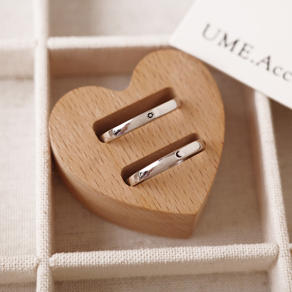 [全純銀.情侶對戒] "日月生輝" 情侶戒指 / 單獨賣場【UME】可調戒圍 / S925純銀戒指 | 蝦皮購物