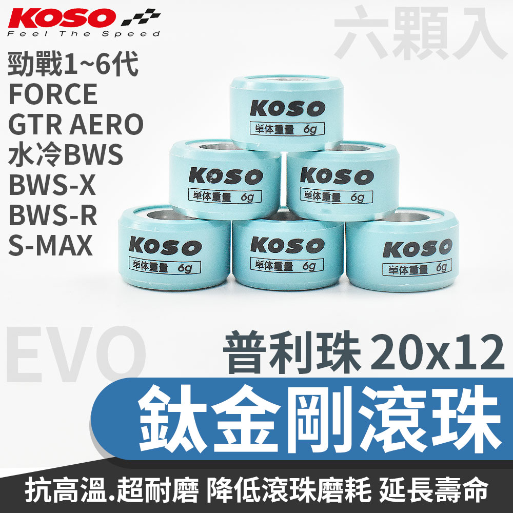 【免運 抗高溫耐用】KOSO 鈦金剛滾珠 普利珠 滾珠 20x12 適用 勁戰 GTR AERO 水冷BWS FORCE | 蝦皮購物