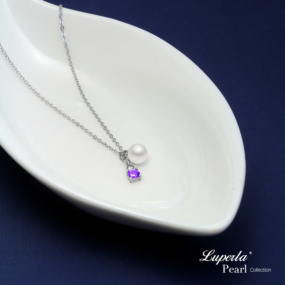 【大東山珠寶】Akoya日本海水珍珠項鍊 生命靈數7號 紫水晶 幸運項鍊(Akoya珍珠 925銀 白鋼鍊 鋯石CZ) | 蝦皮購物