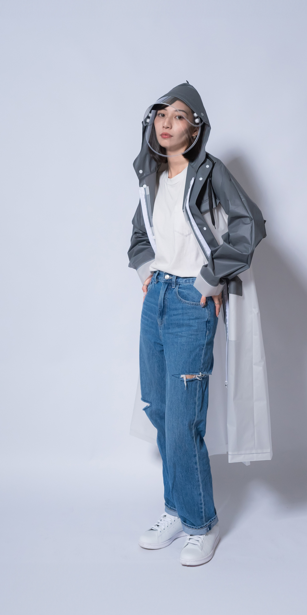 KINYO/耐嘉/時尚高機能風雨衣/RCT-667/XL/時尚灰雨衣/防風雨衣/風雨衣/連身雨衣/反光條設計/翻蓋大口袋 | 蝦皮購物