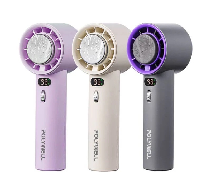 夏日推薦【POLYWELL】數顯手持冰敷風扇 100段風速 半導體致冷技術 冷敷降溫 Type-C充電 附掛繩 | 蝦皮購物