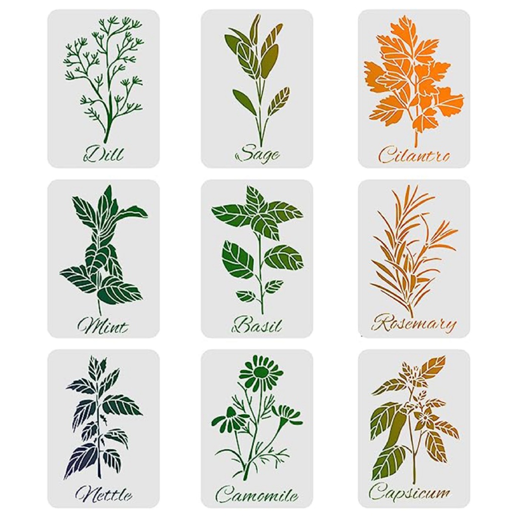 質量手作坊【IST-7071型染板 】草本植物 9件套 和諧粉彩 鏤空模板 繪畫模板 拓印版 粉彩 型版 和諧繽紛 填色 | 蝦皮購物