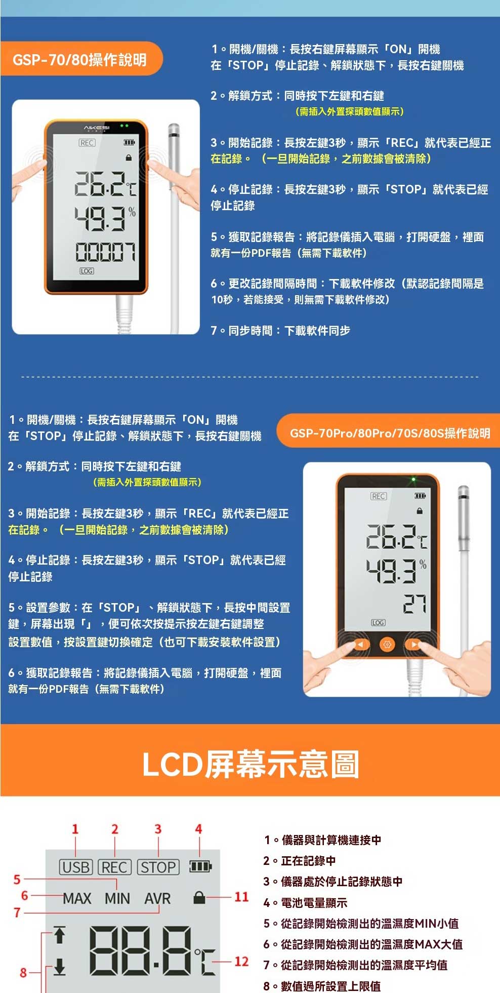 高精度自動溫濕度記錄儀 GSP-80 工業溫度計 溫度記錄儀表 溫度儀 | 蝦皮購物
