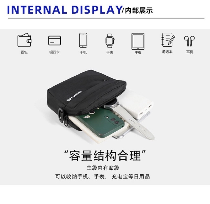 WAGER【台灣現貨】韓版防水潮流側背包 單肩包 外出輕便 斜背包 潮流包 小方包 手機包 男生包包 休閒包 出國隨身包 | 蝦皮購物