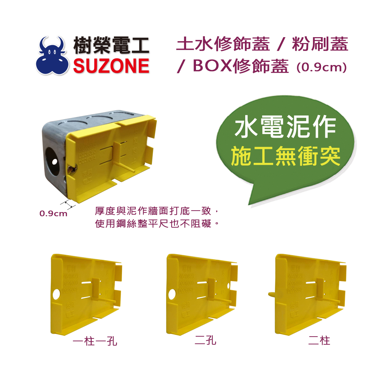 【樹榮電工SUZONE】土水修飾蓋/ BOX修飾蓋/粉刷蓋/台灣製造(超取最多200個) | 蝦皮購物