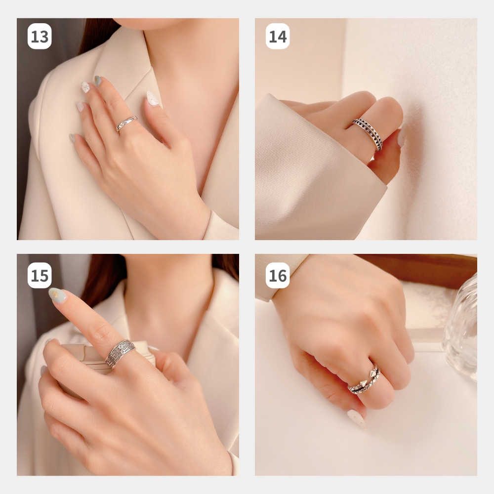 [全純銀.戒指] 全純銀戒指(多款) 可甜可鹹【UME】食指適用 洗手可戴 S925純銀戒指/戒圍可調 | 蝦皮購物