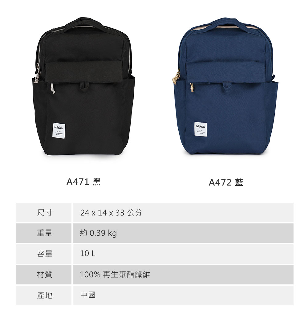 Hellolulu CATE 休閒後背包 黑/深藍 可裝14吋以下筆電 適合日常 | 蝦皮購物