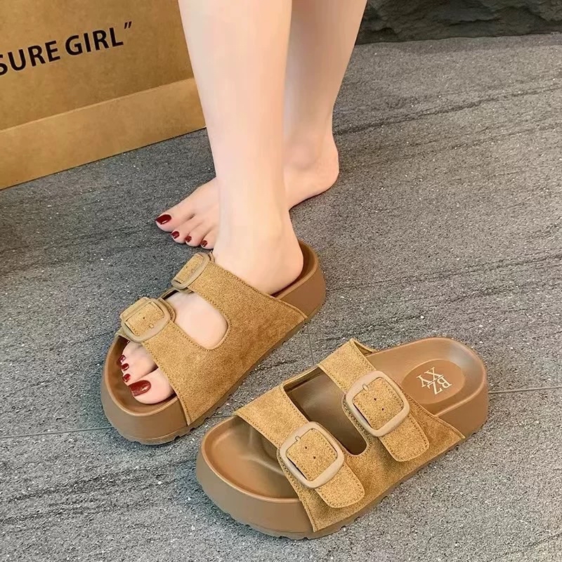 【Joyishoes】台灣出貨 厚底拖鞋 休閒拖鞋 休閒涼拖鞋 厚底涼拖鞋 拖鞋女 麂皮拖鞋 厚底休閒拖鞋#G802 | 蝦皮購物