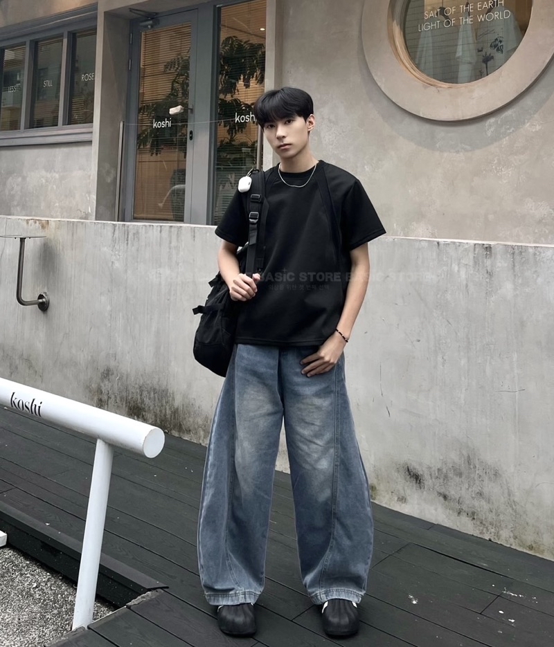 【BASIC】24H出貨｜韓系Clean fit 結構短T 實拍 Boxy版型 兩色 設計感 男女 百搭 超頂 修身 | 蝦皮購物