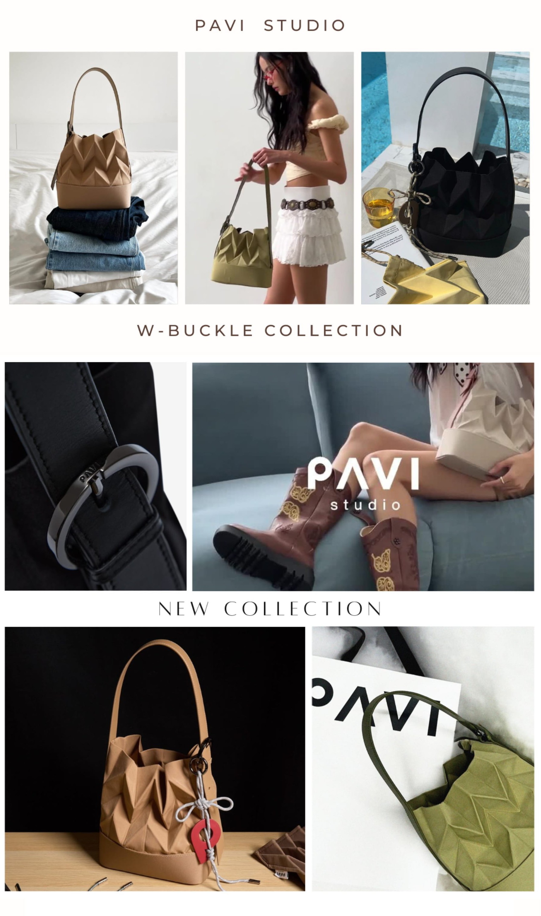 【PAVI STUDIO】W-Buckle 泰國設計搭扣水桶包 | 蝦皮購物