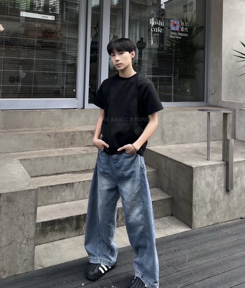 【BASIC】24H出貨｜韓系Clean fit 結構短T 實拍 Boxy版型 兩色 設計感 男女 百搭 超頂 修身 | 蝦皮購物