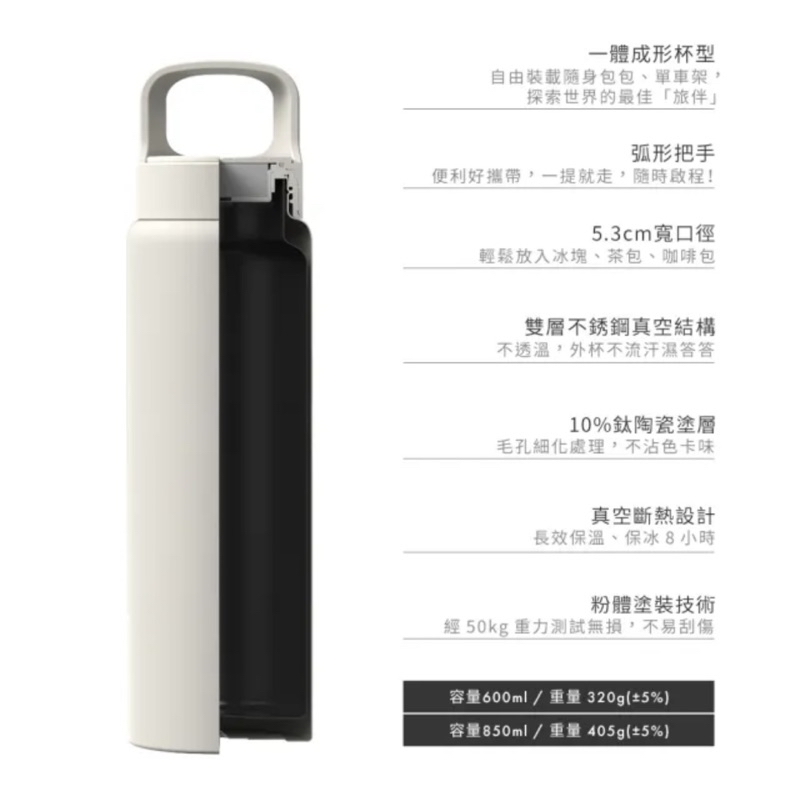 WOKY 沃廚 輕芯鈦瓷提手運動保溫瓶850ml-畔粉 | 蝦皮購物