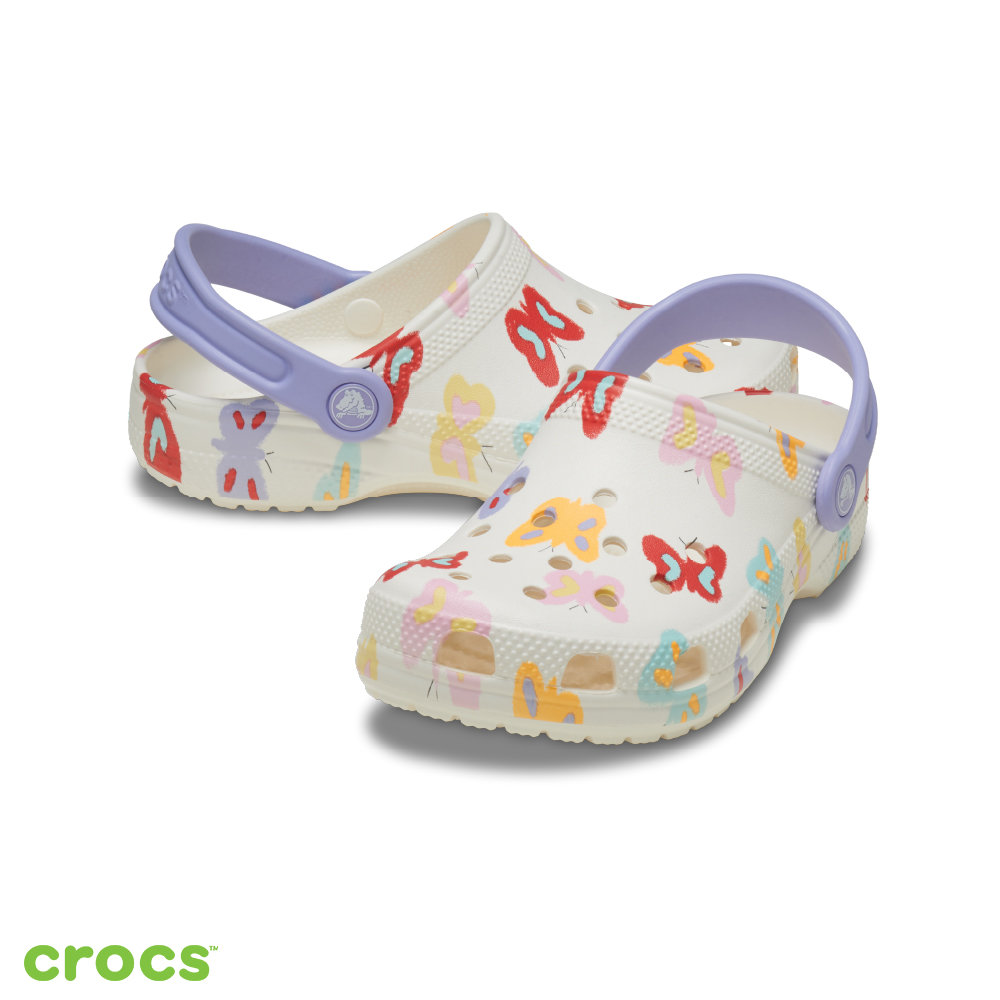 Crocs卡駱馳 (童鞋) 經典蝴蝶印花 兒童洞洞鞋-粉筆色-211255-0WV_洞洞鞋 | 蝦皮購物