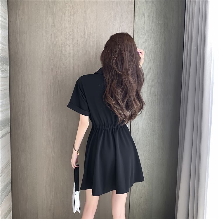 【檸檬】韓系polo領短袖連衣裙 POLO洋裝 顯瘦 洋裝 短裙 女裝 洋裝 連身裙 短袖POLO 辣妹洋裝 黑色洋裝 | 蝦皮購物