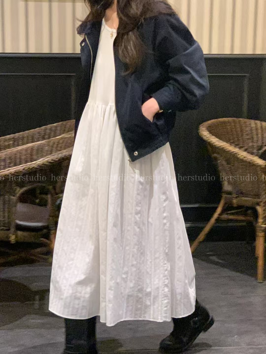 HERStudio韓國代購 透膚豎紋無袖洋裝(2col) | 蝦皮購物