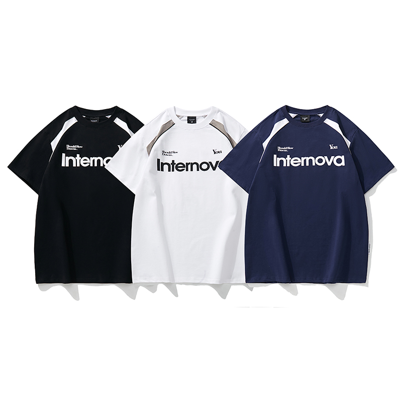【K-2】INTERNOVA 字母印花 簡約 LOGO 撞色短T 短袖上衣 穿搭 寬鬆 潮流 情侶【JJ25039】 | 蝦皮購物