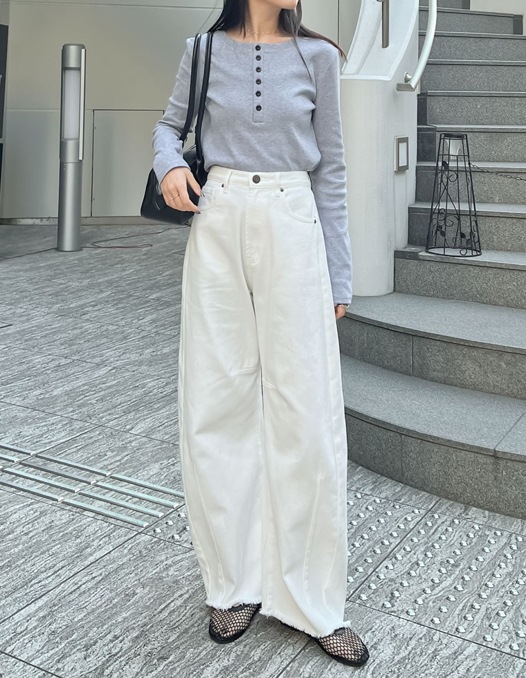 DoReFe | 日本代購 版型讚讚 流蘇繭型 高腰 泡泡燈籠牛仔褲 顯瘦修身剪裁 後口袋刷色設計 寬褲 | 蝦皮購物