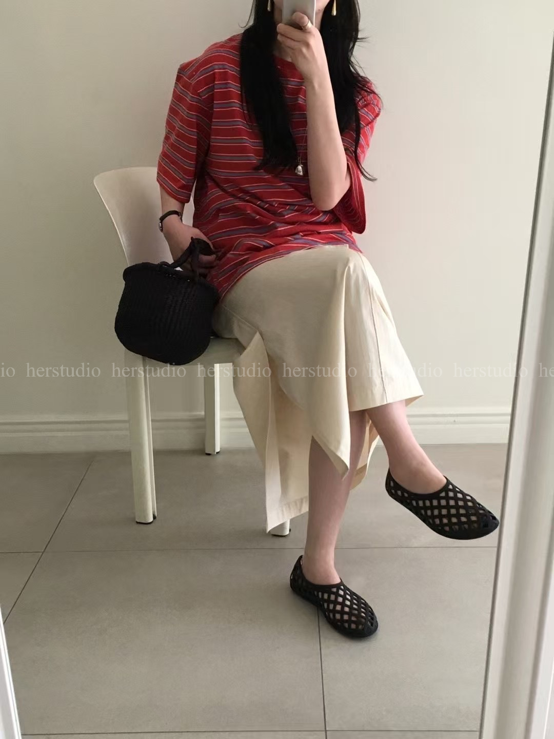 HERStudio韓國代購 高品質落肩混色條紋T(3col) | 蝦皮購物