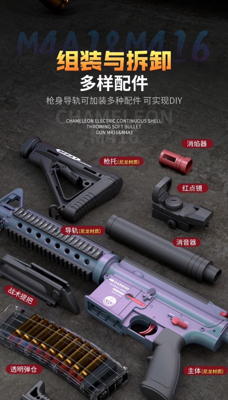M4A1/M416電動拋殼連發軟彈槍 兒童玩具槍 軟彈發射器 男孩射擊玩具 室內安全玩具 小朋友生日禮物 NERF軟彈槍 | 蝦皮購物