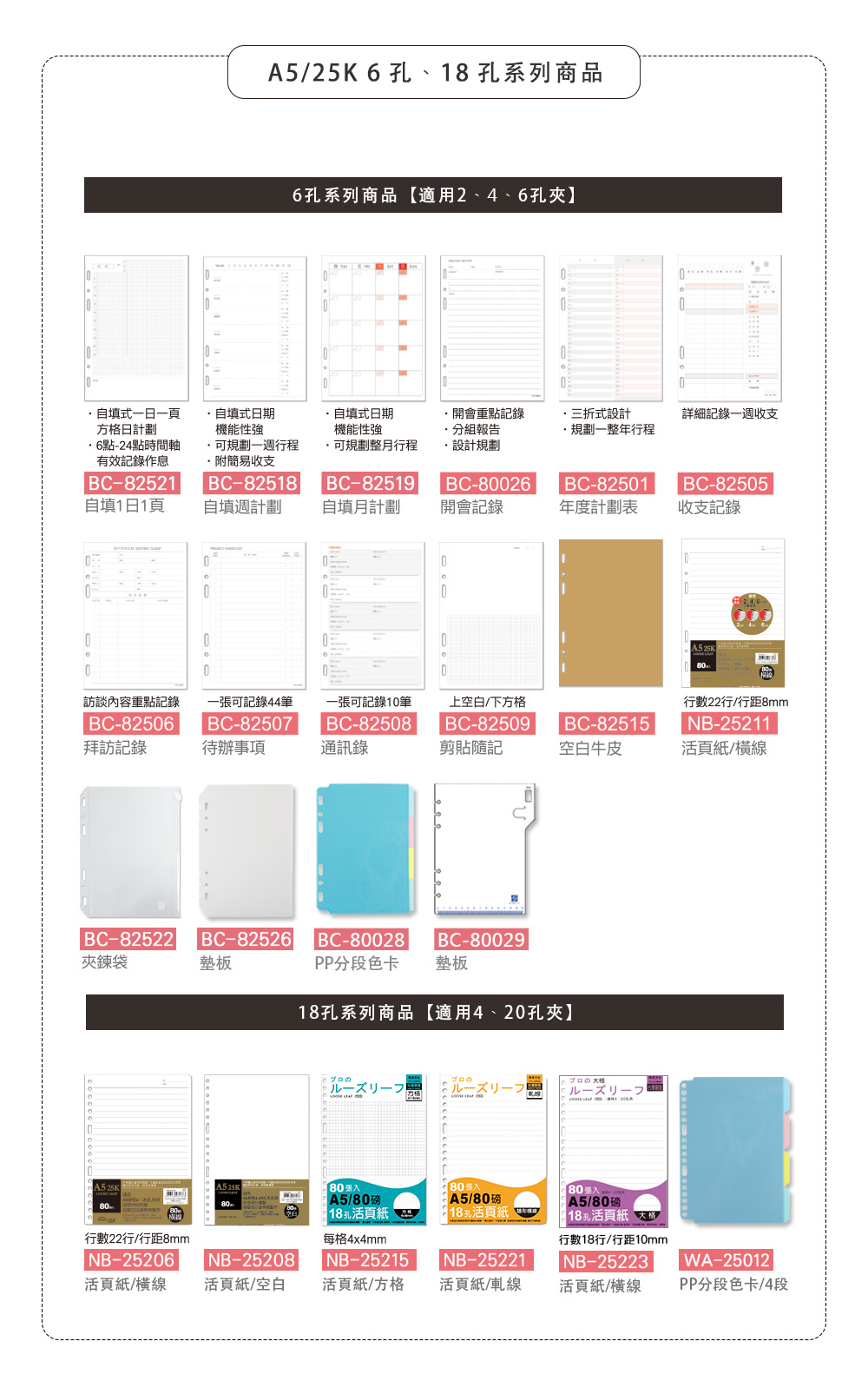 珠友 A5/25K 18孔活頁紙(4X4方格)(80磅)80張(適用4.20孔夾) NB-25215 | 蝦皮購物