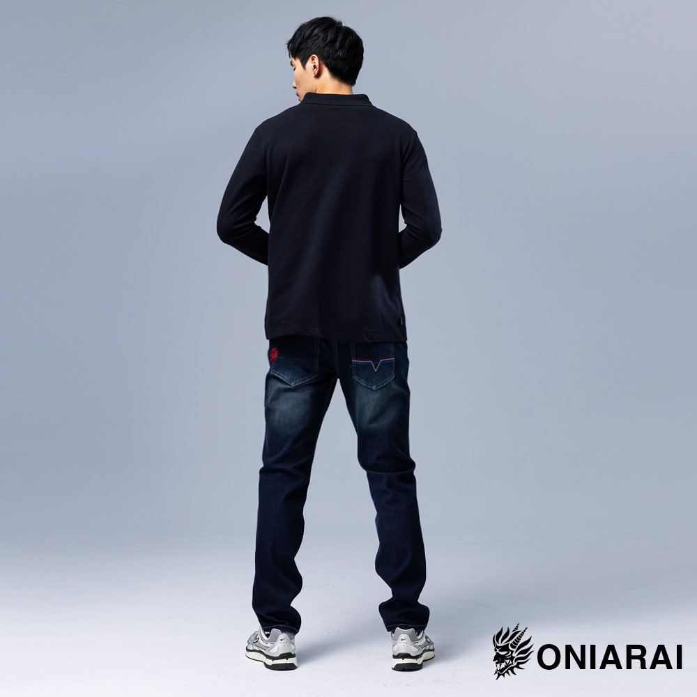 BLUE WAY 鬼洗 ONIARAI - 男款 潮流街頭鬼頭長袖POLO衫(黑) | 蝦皮購物