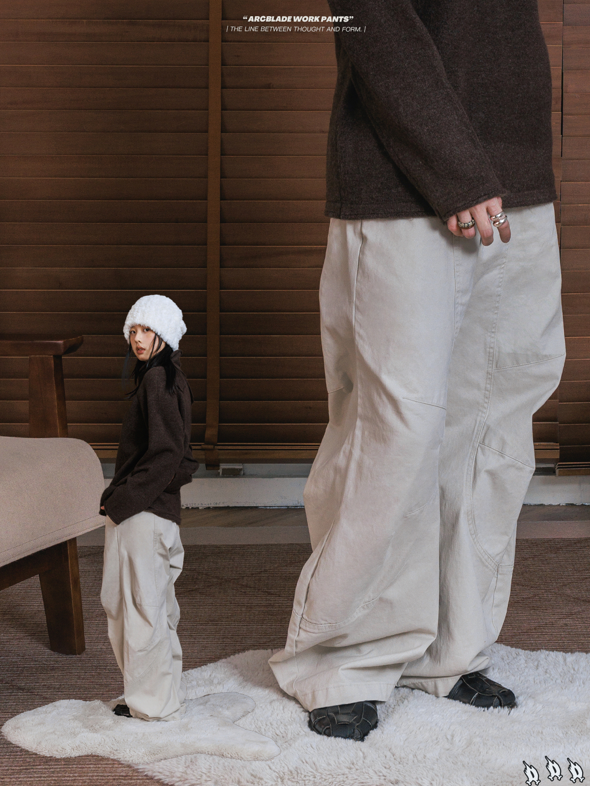 【DTT】AR01 | "Arcblade Work Pants" 米白結構彎刀工作褲 立體 彎刀褲 長褲男 寬褲 長褲 | 蝦皮購物