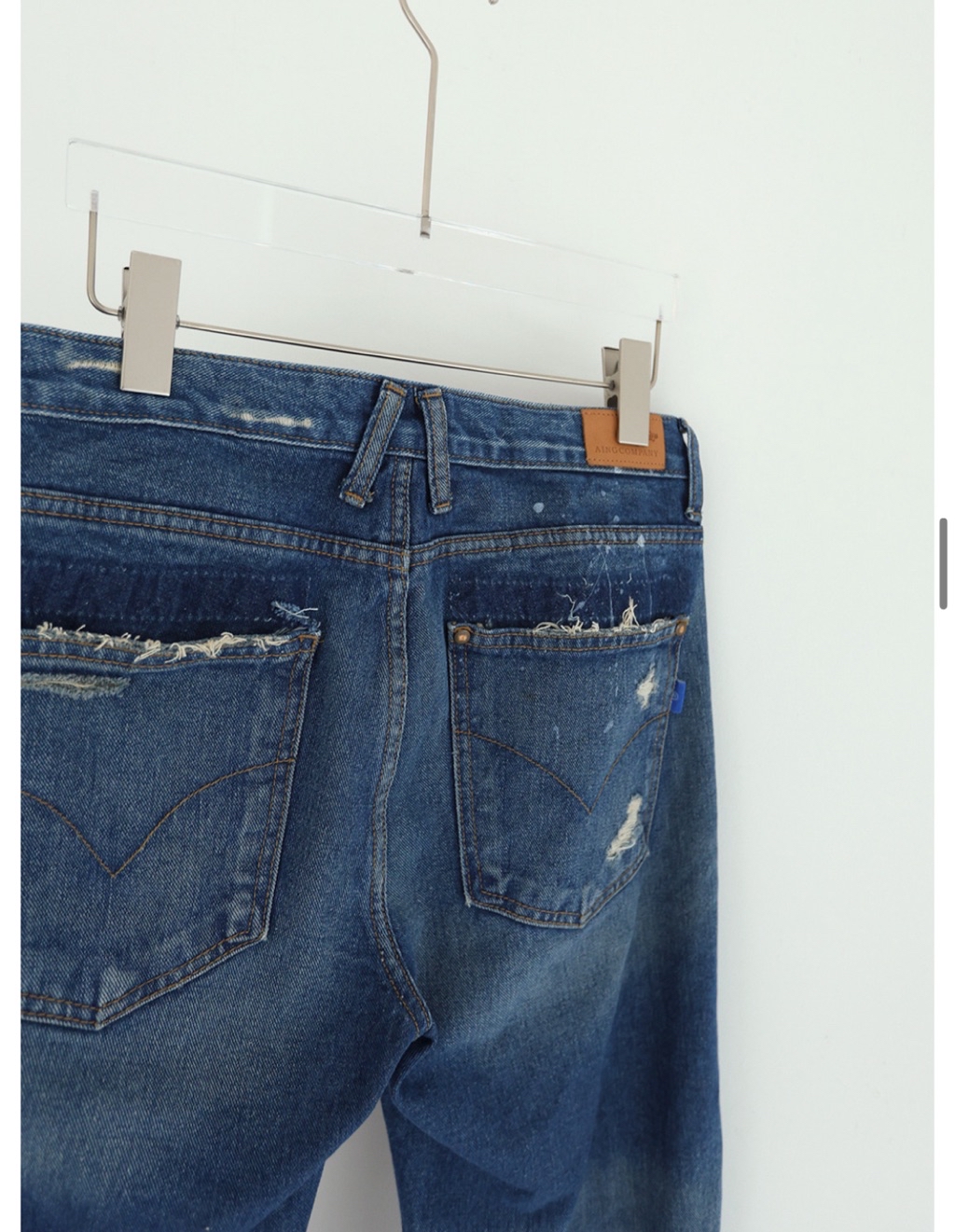 現貨～Muneca 正韓 微刷破潑漆點點靴型牛仔褲 | 蝦皮購物