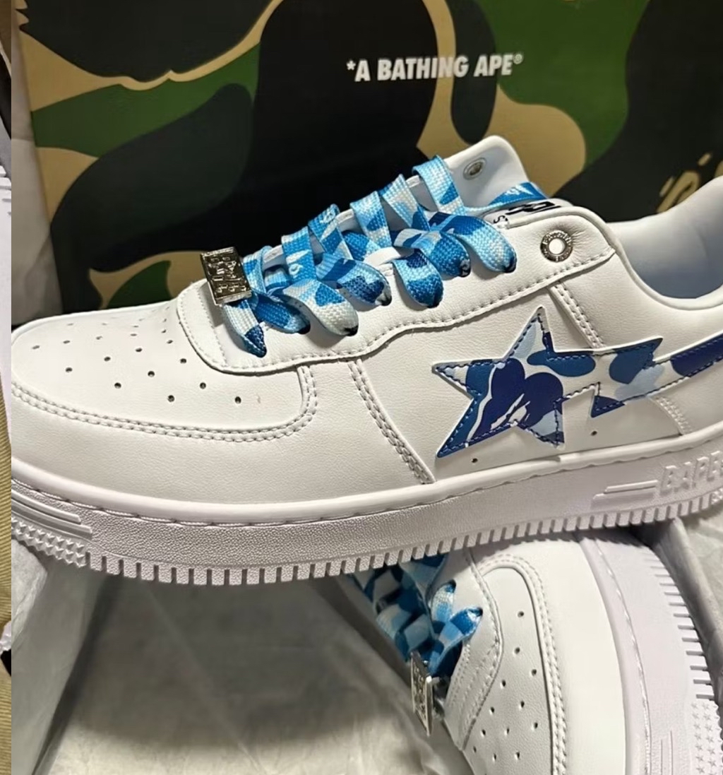 現貨A Bathing Ape Bape Sta Lo AF1 全白 迷彩狼 藍狼 閃電 運動鞋 正品 | 蝦皮購物