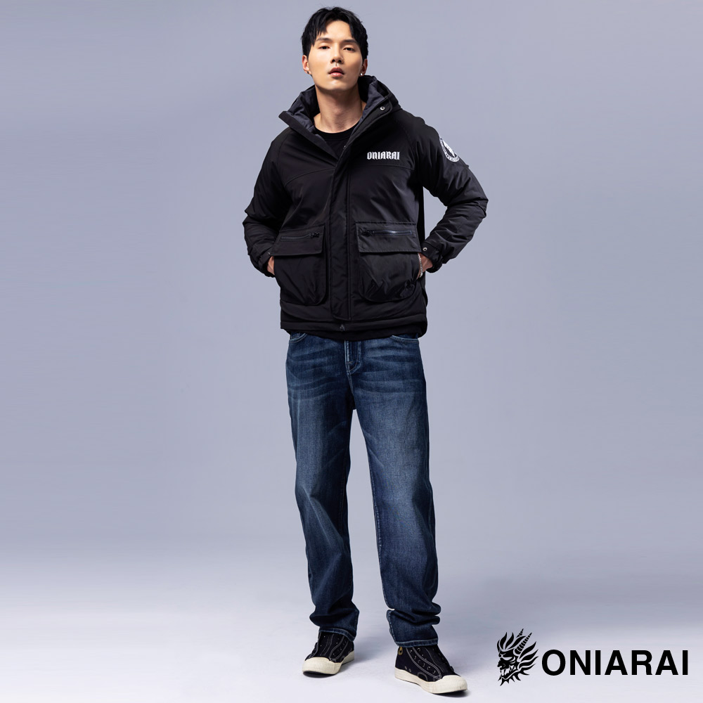 BLUE WAY 鬼洗 ONIARAI - 男款 防潑水連帽鬼頭LOGO鋪棉薄外套 | 蝦皮購物